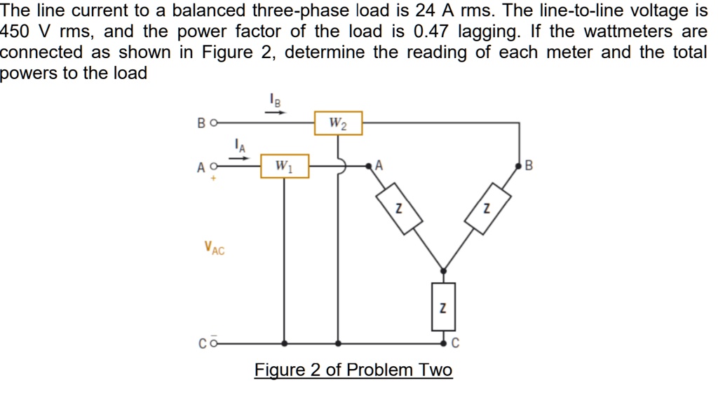 SOLVED: The line current to a balanced three-phase load is 24 A rms ...