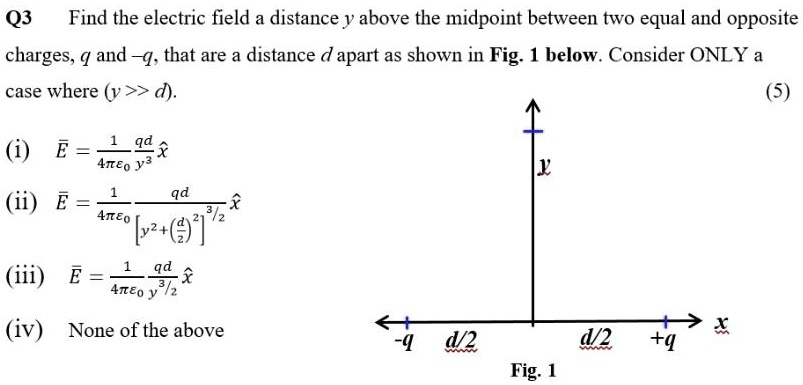SOLVED: Q3 Find the electric field a distance y above the midpoint between two equal and ...