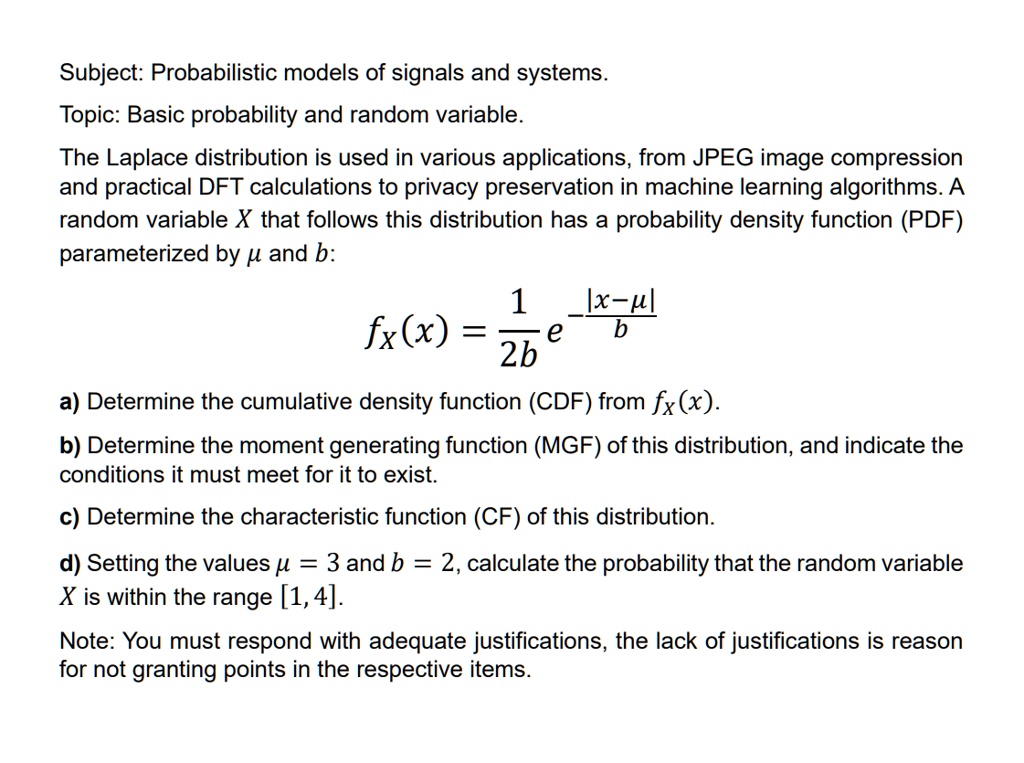 Subject: Probabilistic models of signals and systems. Topic: Basic ...