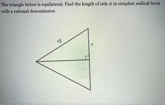 The triangle below is equilateral. Find the length of side x in ...