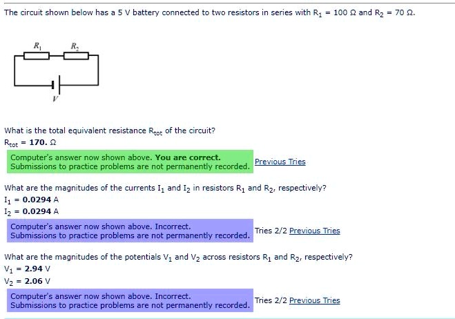 SOLVED:The circuit shown below has battery connected to two resistors ...