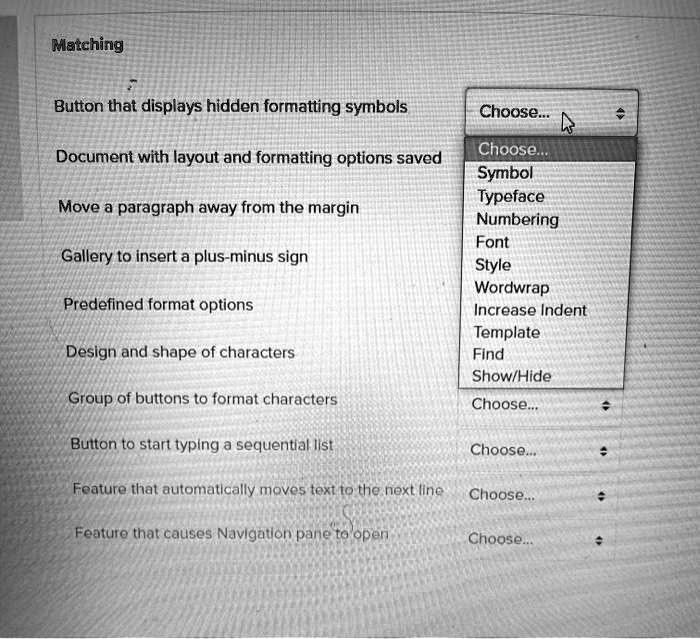 Solved Button That Displays Hidden Formatting Symbols Choose Document With Layout And