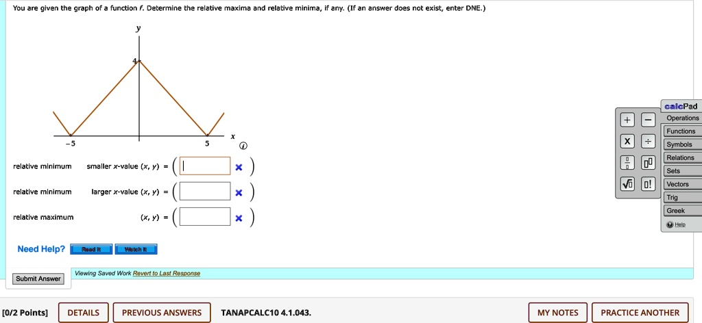 SOLVED: You are given the graph of a function f. Determine the relative ...