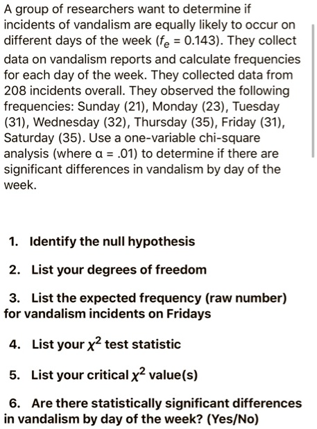 SOLVED: A group of researchers want to determine if incidents of ...