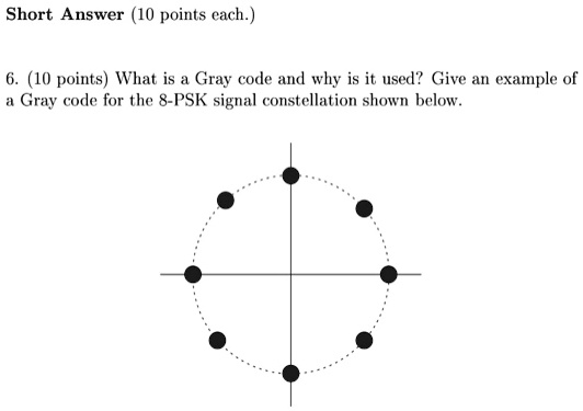 Short Answer (10 points each.) 6. (10 points) What is a Gray code and ...