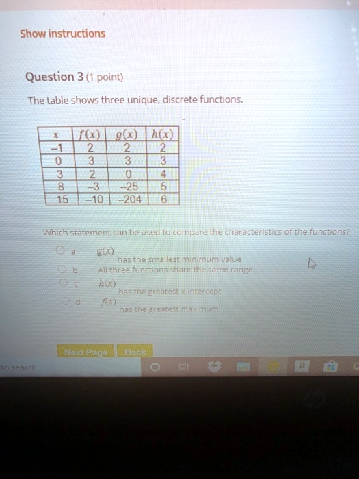 show instructions question 3 1 point the table shows three unique ...