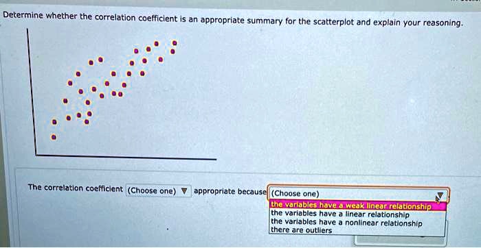 Solved Determine Whether The Correlation Coefficient Is An Appropriate