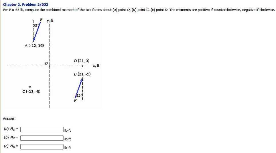 Chapter 2, Problem 2/053 For F = 65 lb, compute the combined...