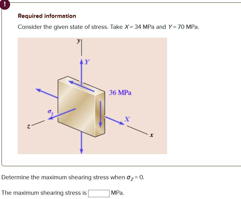 SOLVED: Required Information Consider the given state of stress. Take X ...