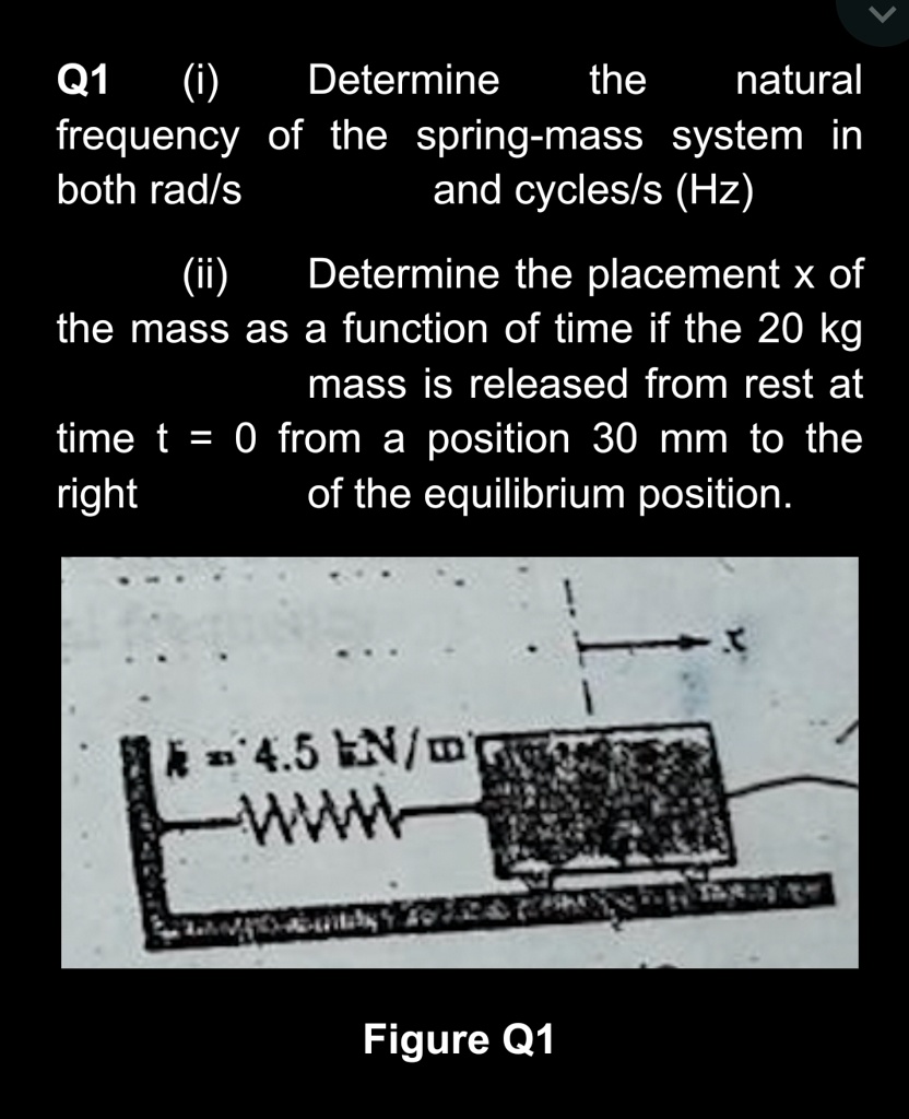q1 i determine the natural frequency of the spring mass system in both ...