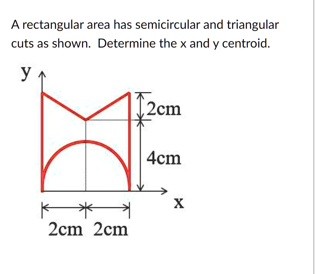 SOLVED: A rectangular area has semicircular and triangular cuts as ... SOLVED: A rectangular area has semicircular and triangular cuts as ...