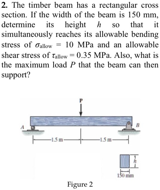 2 The Timber Beam Has A Rectangular Cross Section If The Width Of The Beam Is 150 Mm Determine