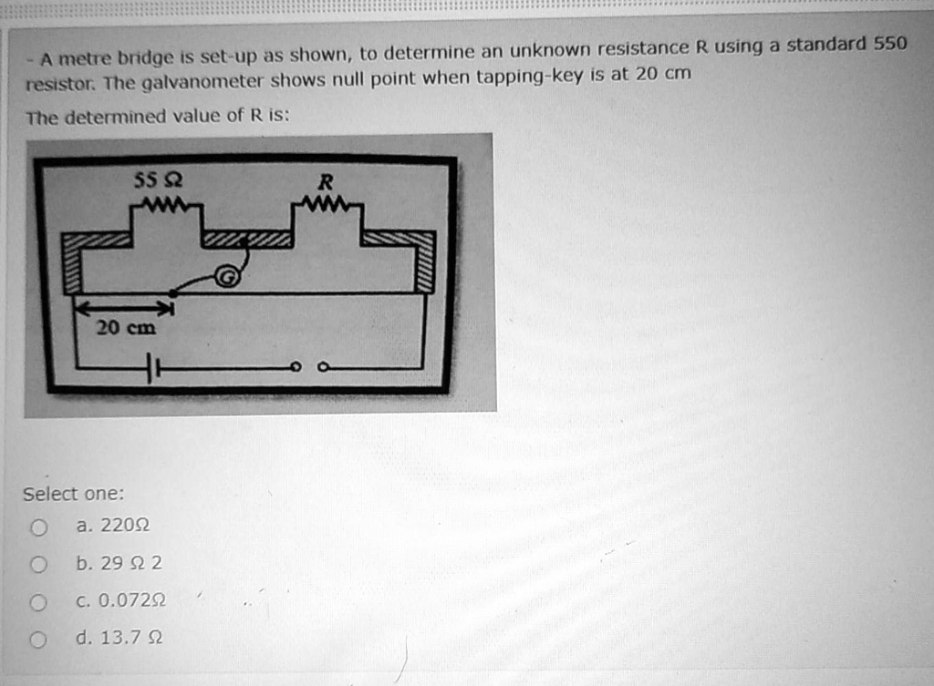 SOLVED:A metre bridge Is set-Up as shown; to determire an unkrown ...