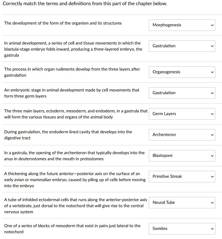SOLVED: Correctly match the terms and definitions from this part of the chapter below The ...