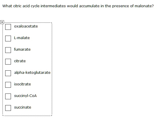 SOLVED:What citric acid cycle intermediates would accumulate in the ...
