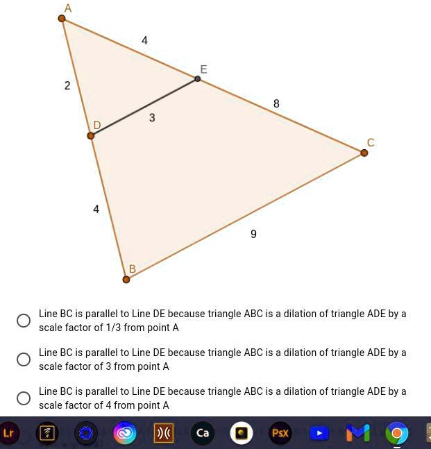 is line bc parallel to de choose the best justification line bc is parallel to line de because ...
