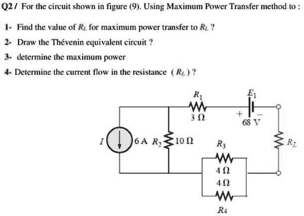 SOLVED: Q2 / For the circuit shown in figure (91. Using Maximum Power Transfer method t0 Find ...