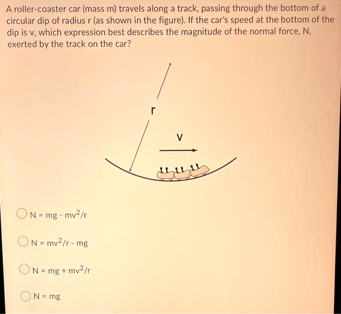 SOLVED: please help explain, thank you! A roller-coaster car (mass m) travels along a track ...