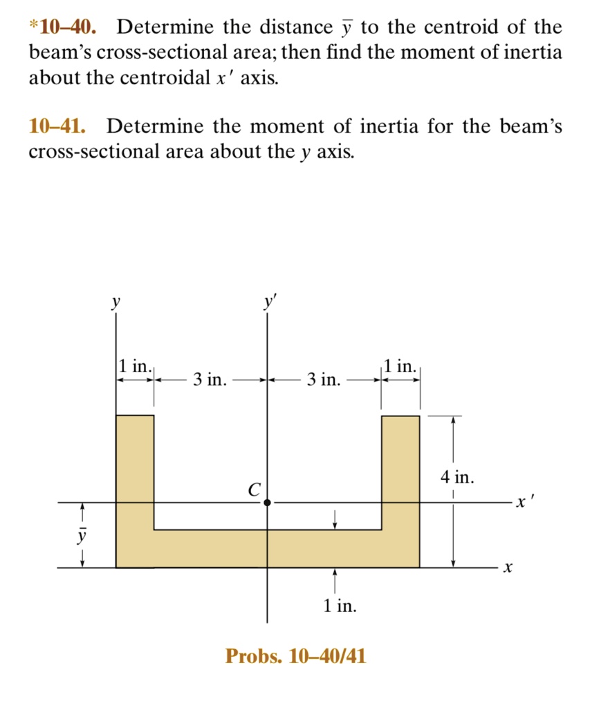 SOLVED: Help please *10-40. Determine the distance y to the centroid of the beam's cross ...