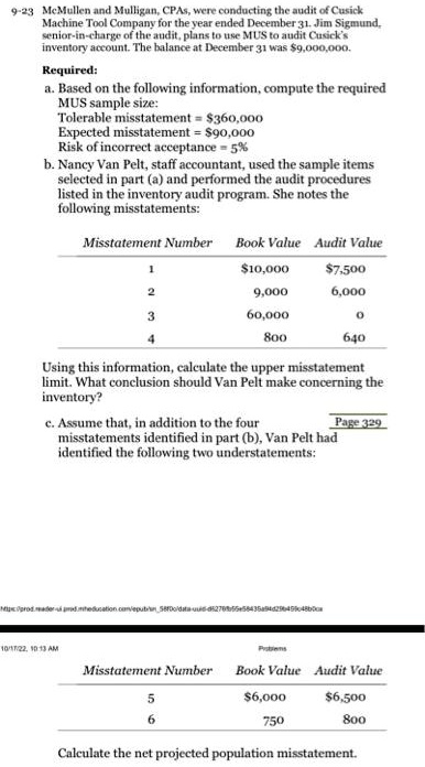 9 23 mcmullen and mulligancpaswere conducting the audit of cusick ...