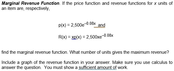 marginal revenue function if the price function and revenue functions ...