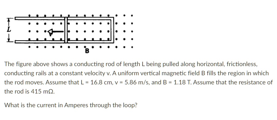 SOLVED: The figure above shows a conducting rod of length L being pulled along horizontal ...