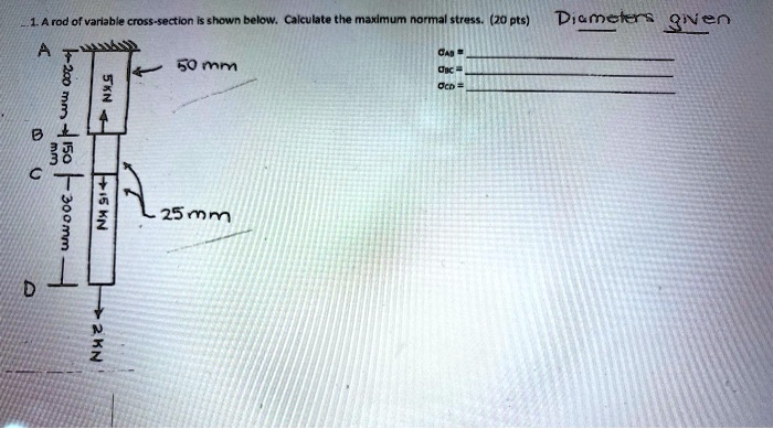 1. A rod of variable cross-section is shown below. Calculate the ...