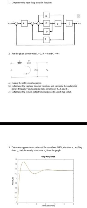 SOLVED: 2. For the given circuit: L = R6C = 04 a) Derive the differential equation. b) Determine ...