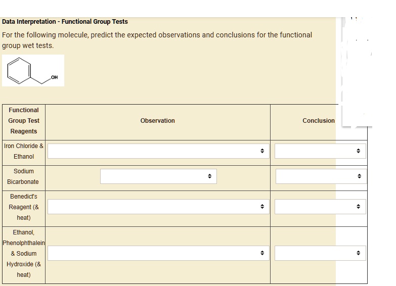 Solved Data Interpretation Functiona Group Tests For The Following 8097