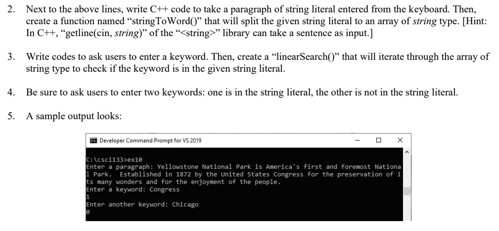 Solved Next To The Above Lines Write C Code To Take A Paragraph Of String Literal Entered 