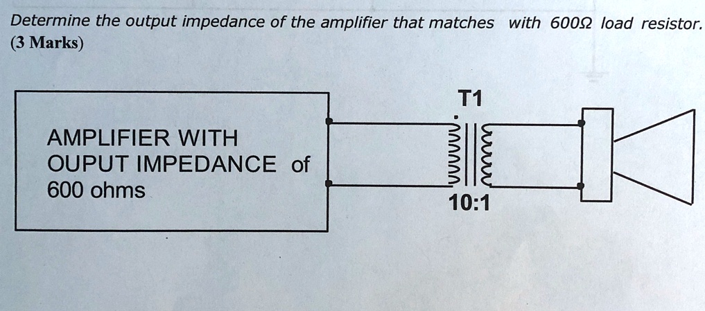Determine the output impedance of the amplifier that matches with 600Ωload resistor. (3 Marks ...