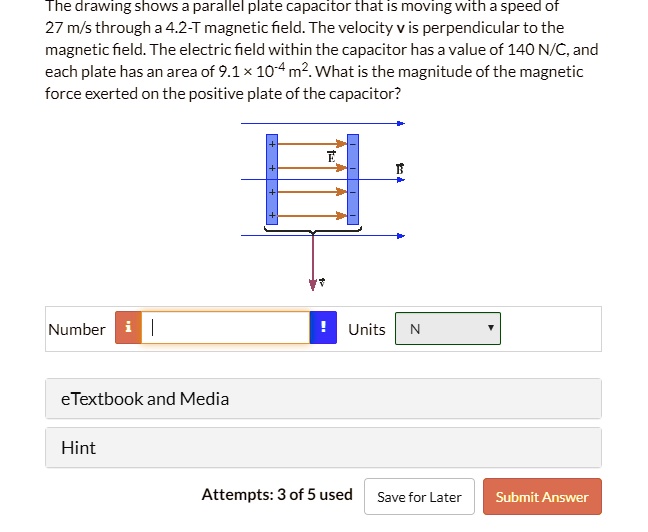 SOLVED: The drawing shows a parallel plate capacitor that is moving ...