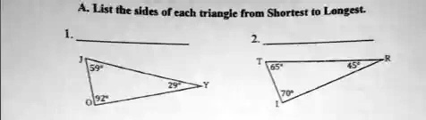 SOLVED: A List the aides of Each triangle from Shortest to Longest