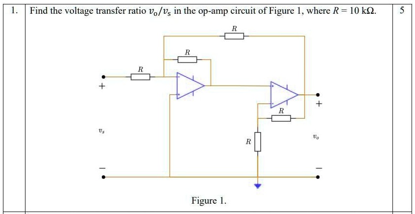 1. Find the voltage transfer ratio vo/vs in the op-amp circuit of ...