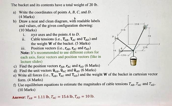SOLVED: Texts: The bucket and its contents have a total weight of 20 lb ...