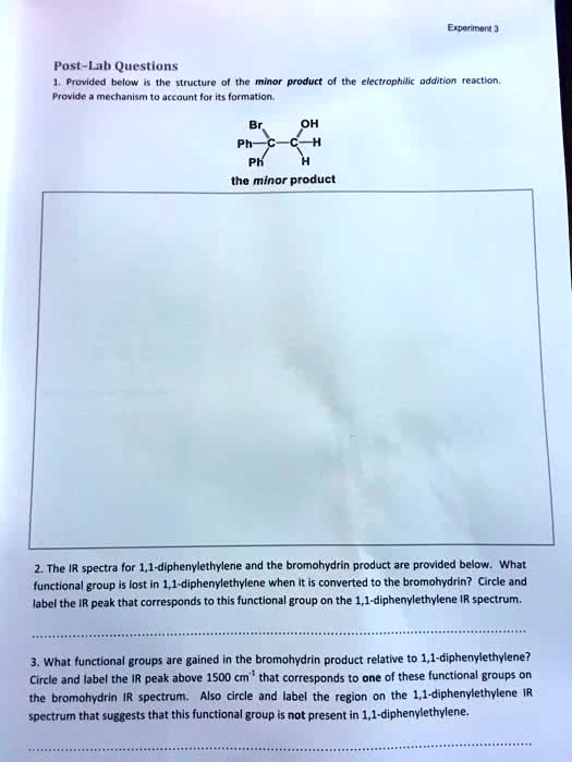 Experiment 3 Post-Lab Questions 1. Provided below is the structure of ...