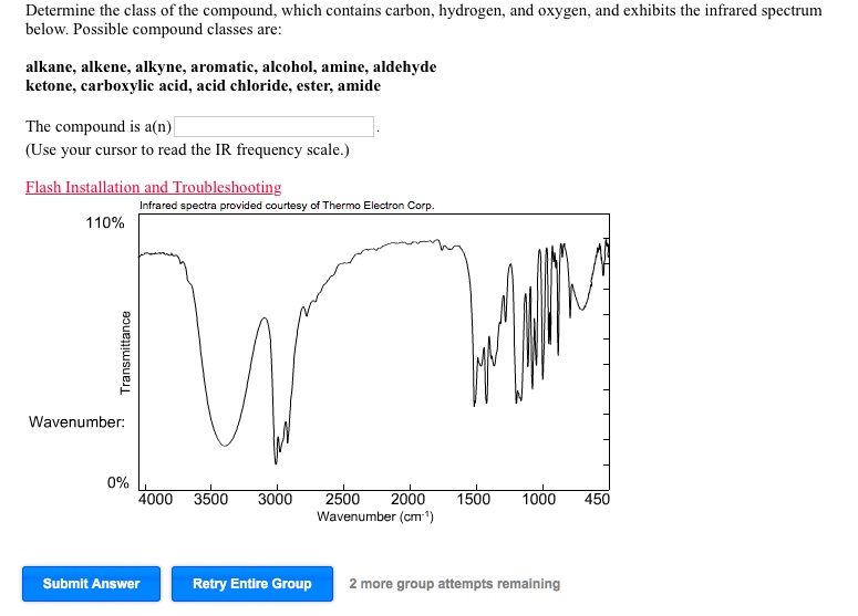 Determine the class of the compound, which contains carbon, hydrogen ...
