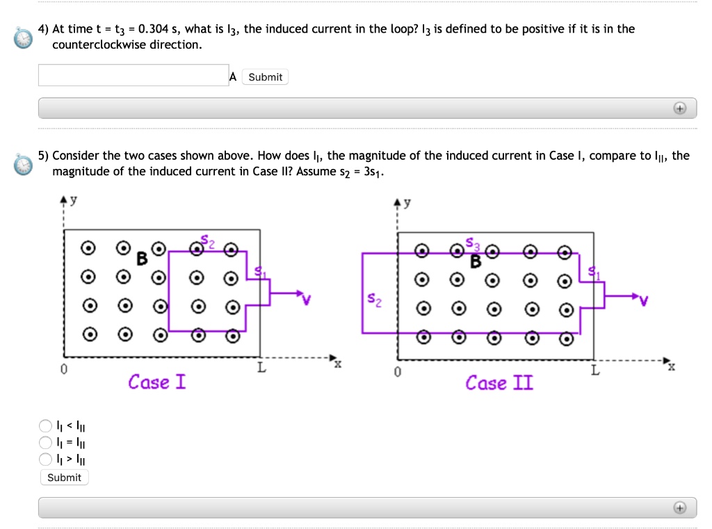 SOLVED: 4) At time t = t3 0.304 , what is I3, the induced current in the loop? Iz is defined to ...