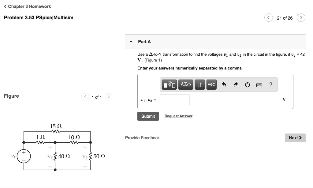 SOLVED: Use a Δ-to-Y transformation to find the voltages v1 and v2 in ... SOLVED: Use a Δ-to-Y transformation to find the voltages v1 and v2 in ...