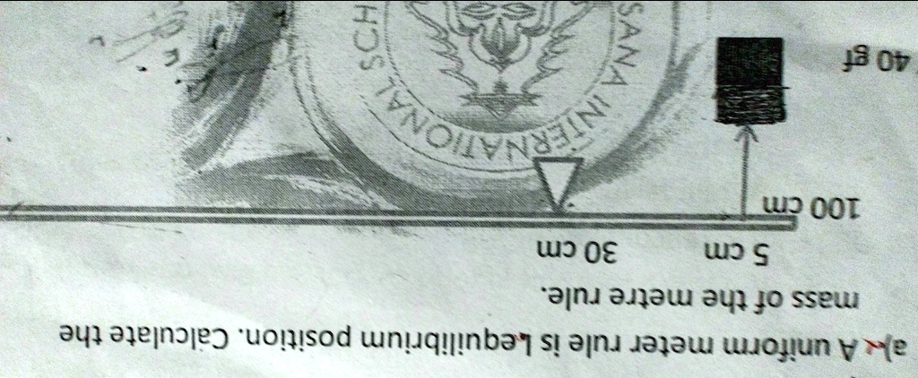 SOLVED: 'A Uniform meter rule is in equilibrium. Calculate the mass of ...