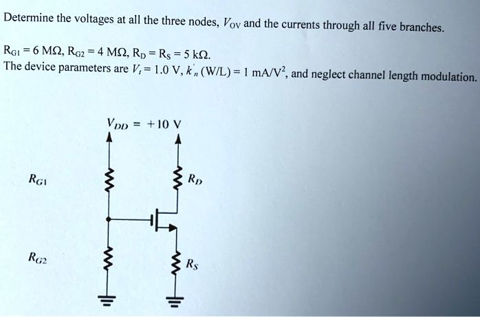 Determine the voltages at all the three nodes, Vov and the currents through all five branches ...