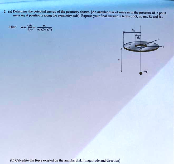 SOLVED: 2. (@) Determine the potential cncrgy of the gcomctry shown [An ...