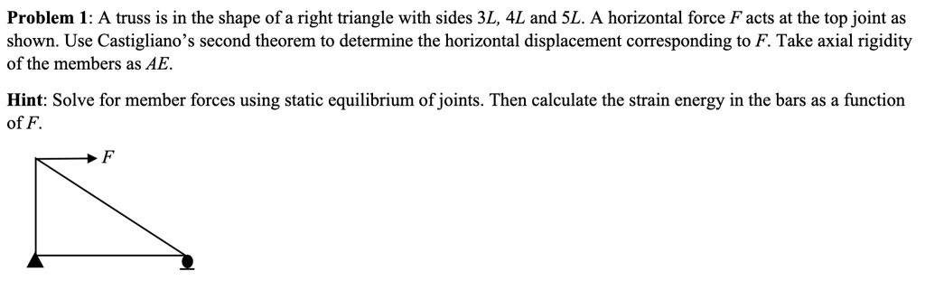 SOLVED: Problem 1: A truss is in the shape of a right triangle with ...