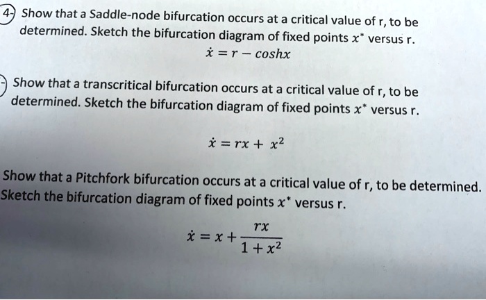 4- Show that a Saddle-node bifurcation occurs at a critical value of r, to be determined. Sketch ...