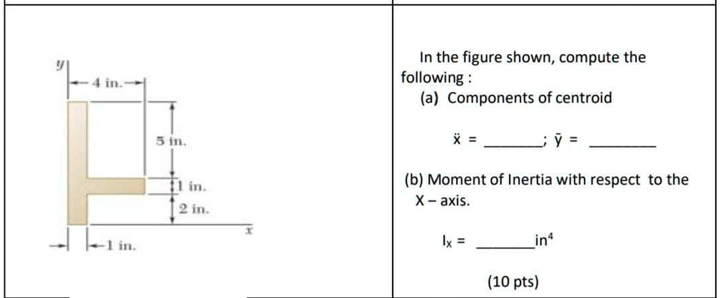 SOLVED: In the figure shown, compute the following (a) Components of centroid T 5 M X 3; Ae 2 ia ...