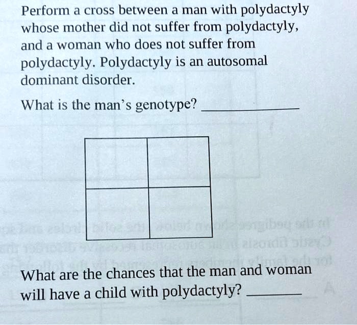 Perform a cross between a man with polydactyly whose mother did not ...