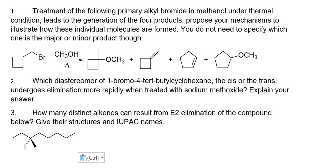 treatment of the following primary alkyl bromide in methanol under ...