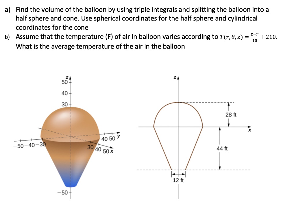 a) Find the volume of the balloon by using triple integrals and ...