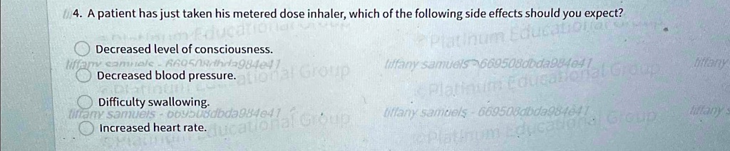 a patient has just taken his metered dose inhaler which of the ...