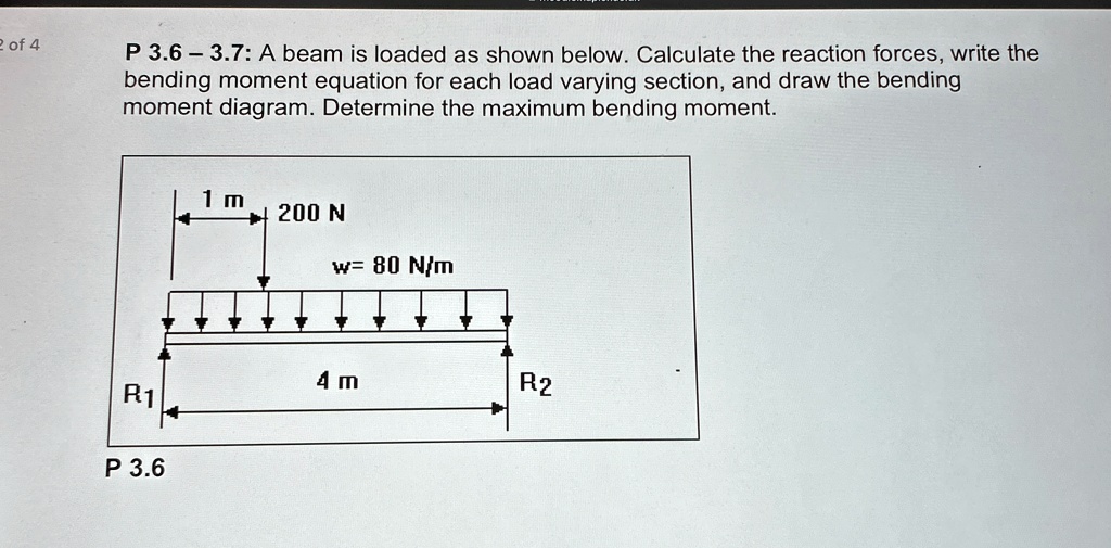 P 3.6 - 3.7: A beam is loaded as shown below. Calculate the reaction ...